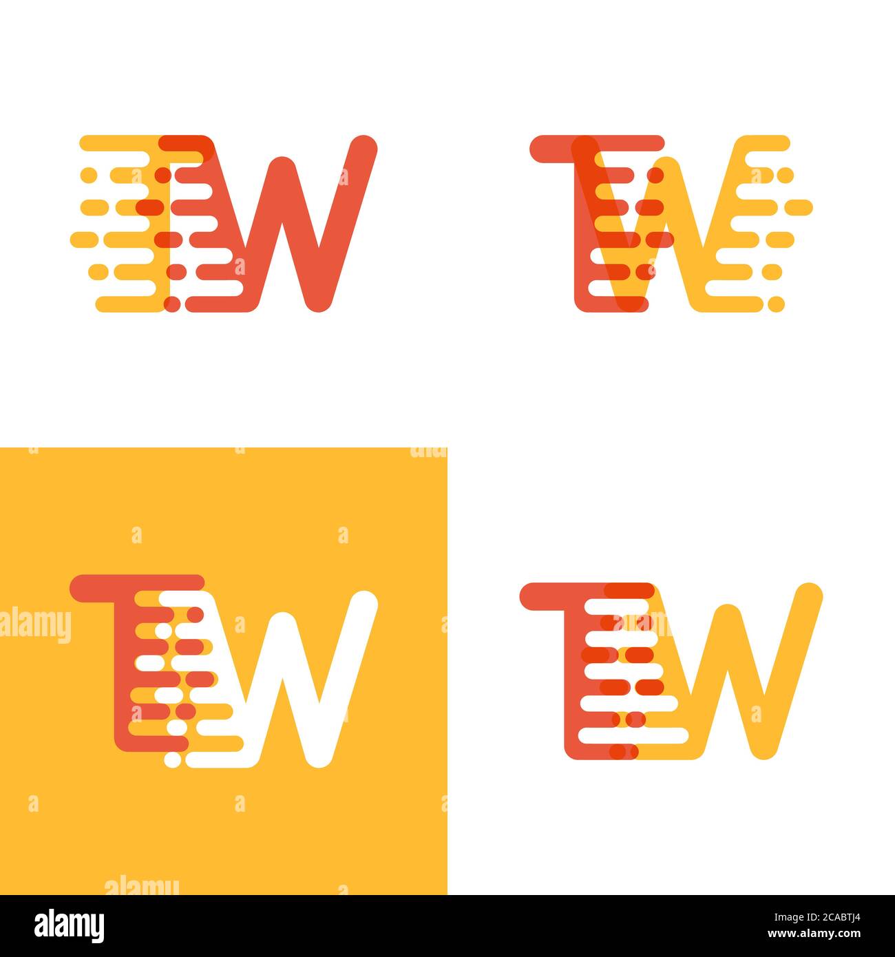 TW letters logo with accent speed soft orange and yellow Stock Vector ...