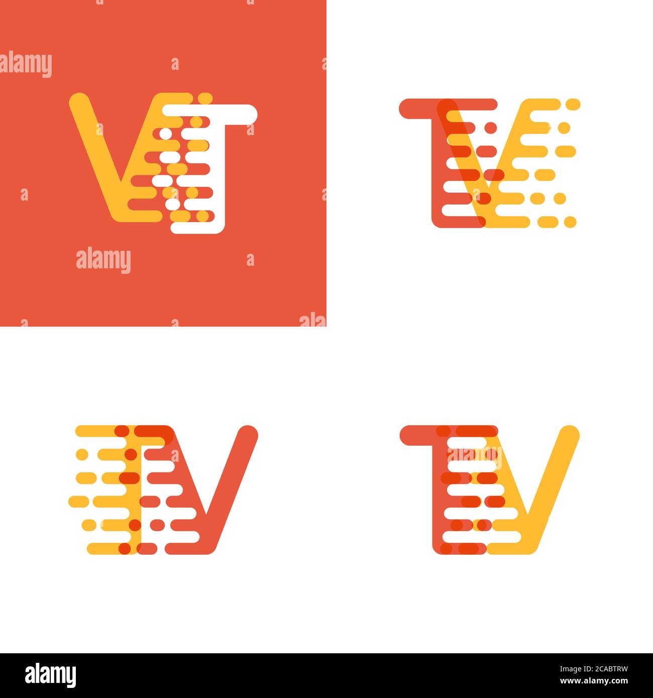 TV letters logo with accent speed soft orange and yellow Stock Vector ...