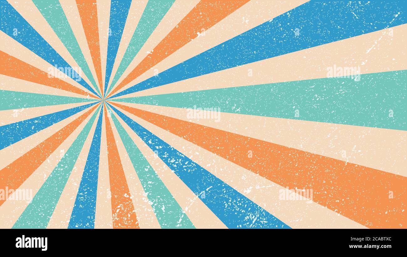 vector illustration retro grunge orange blue sunburst background ...