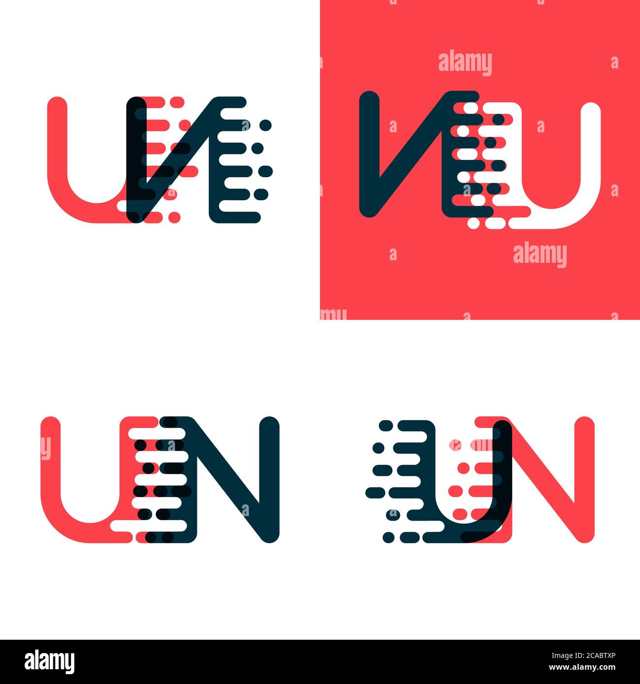 UN letters logo with accent speed dark red and dark blue Stock Vector ...