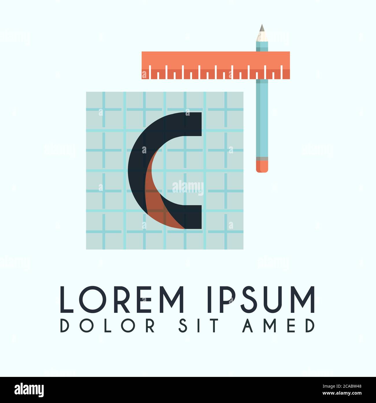 Architect Logo with pencil and stationery and letter C in the middle of ...