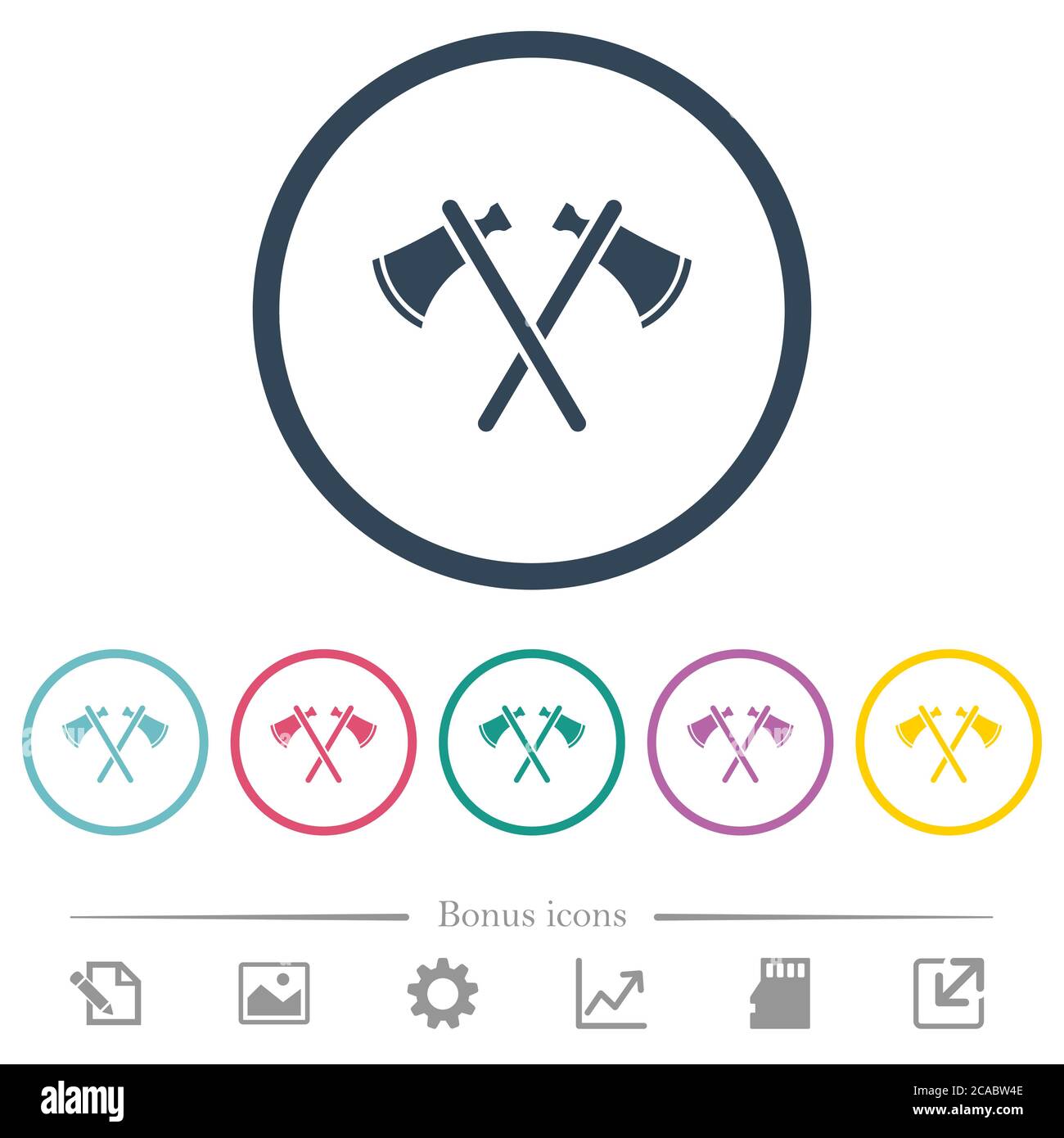 Two tomahawks flat color icons in round outlines. 6 bonus icons included Stock Vector Image ...