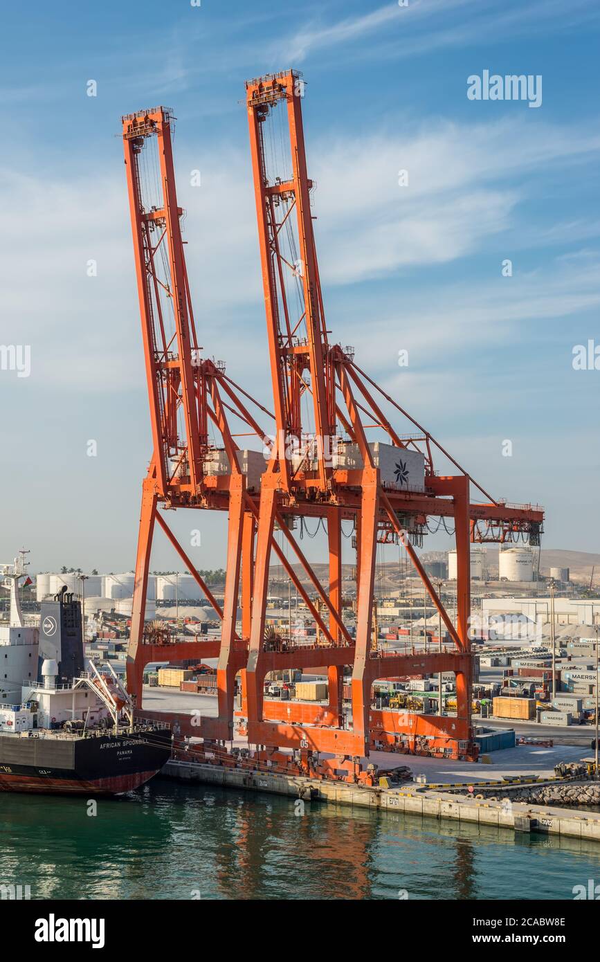 Salalah, Oman - November 19, 2019: Harbor cranes in Port of Salalah in ...