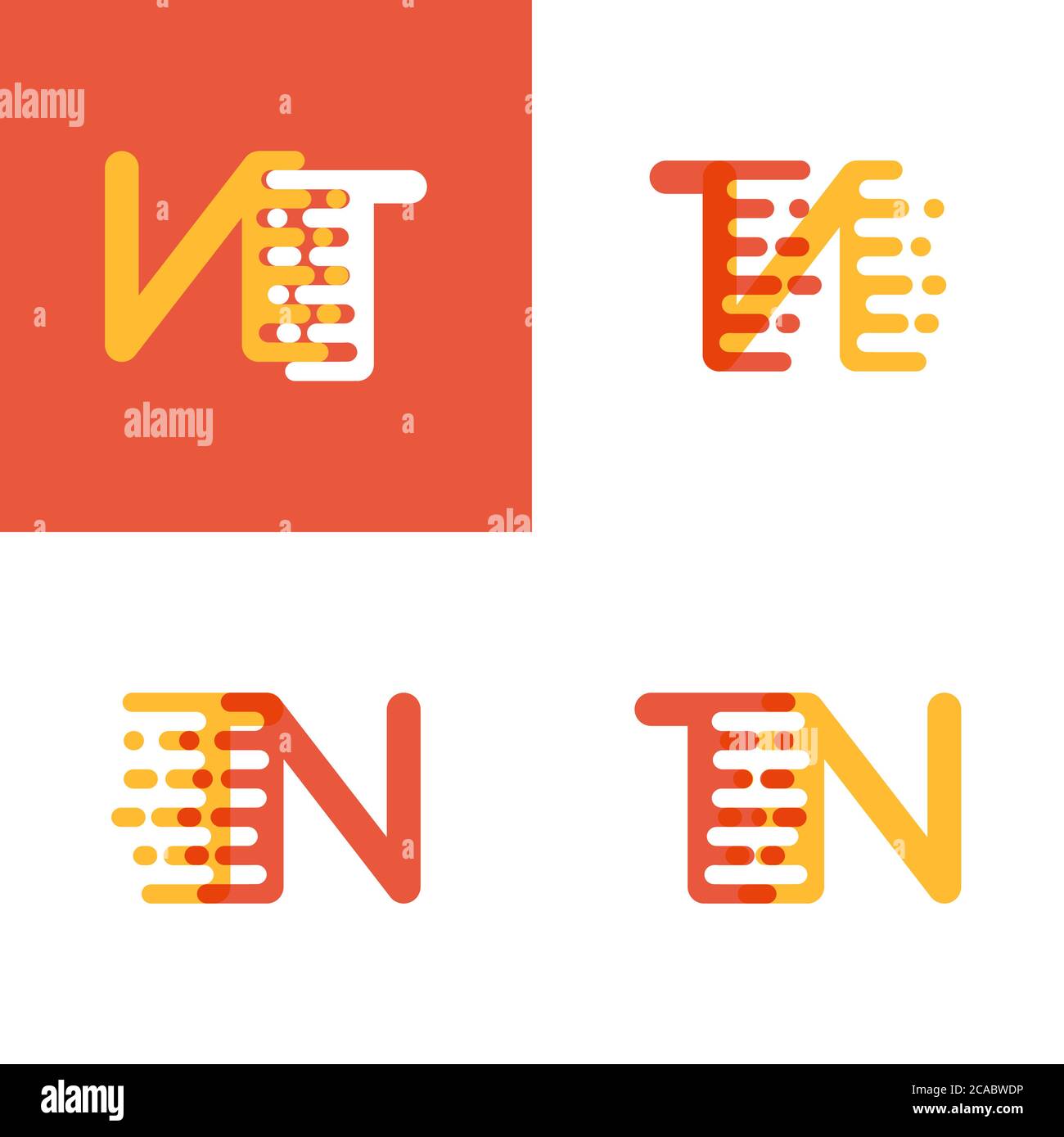 TN letters logo with accent speed soft orange and yellow Stock Vector ...