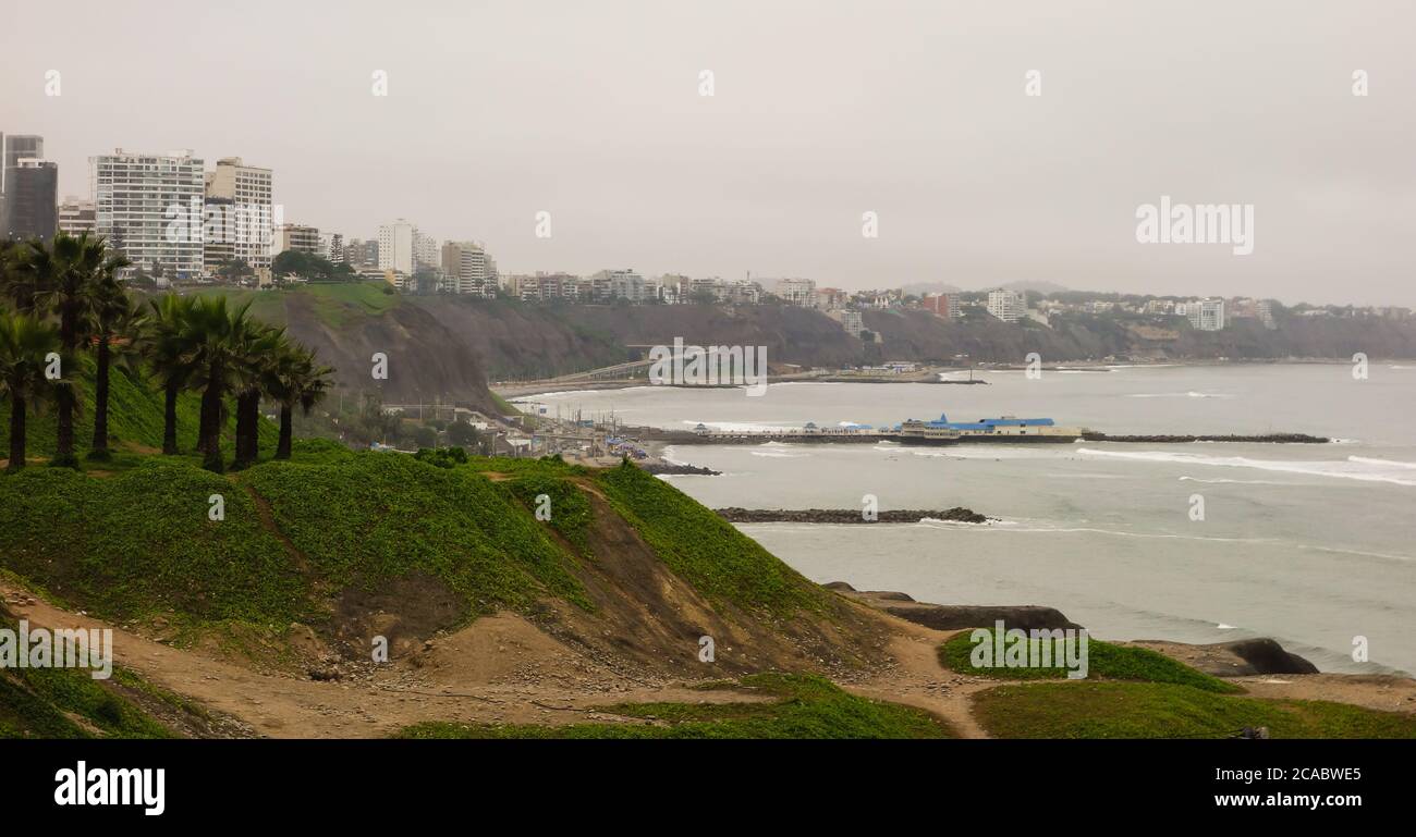 Breathtaking view of the buildings along the ocean in Lima, Peru Stock ...