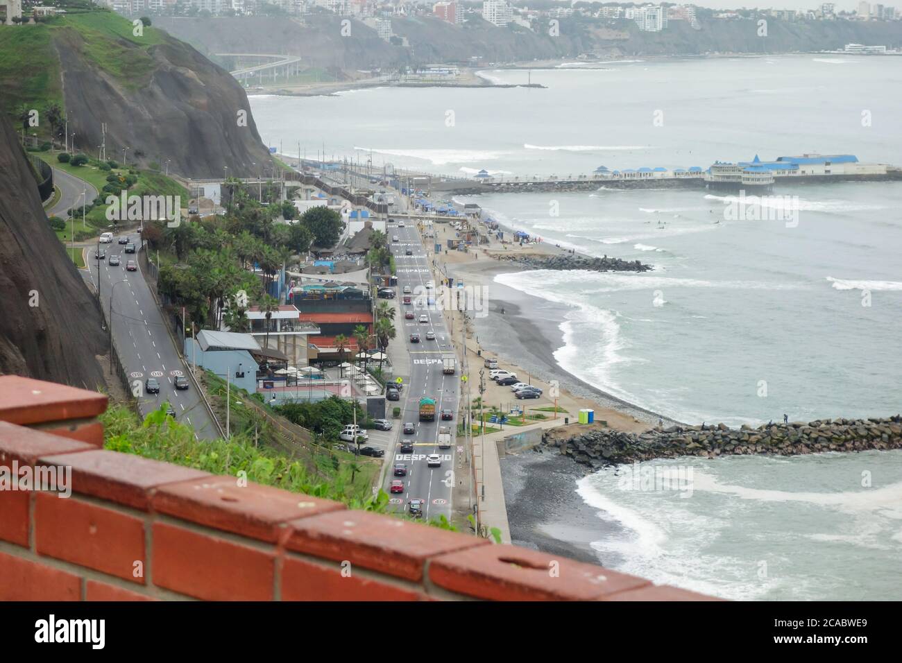 Breathtaking view of the road along the ocean in Lima, Peru Stock Photo ...