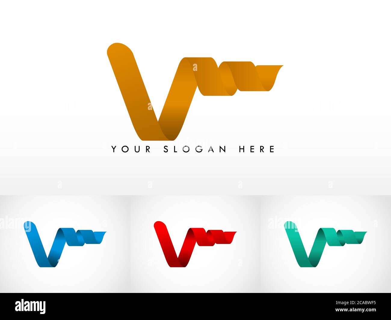 V ribbon shape logo Design can be used for companies and businesses ...