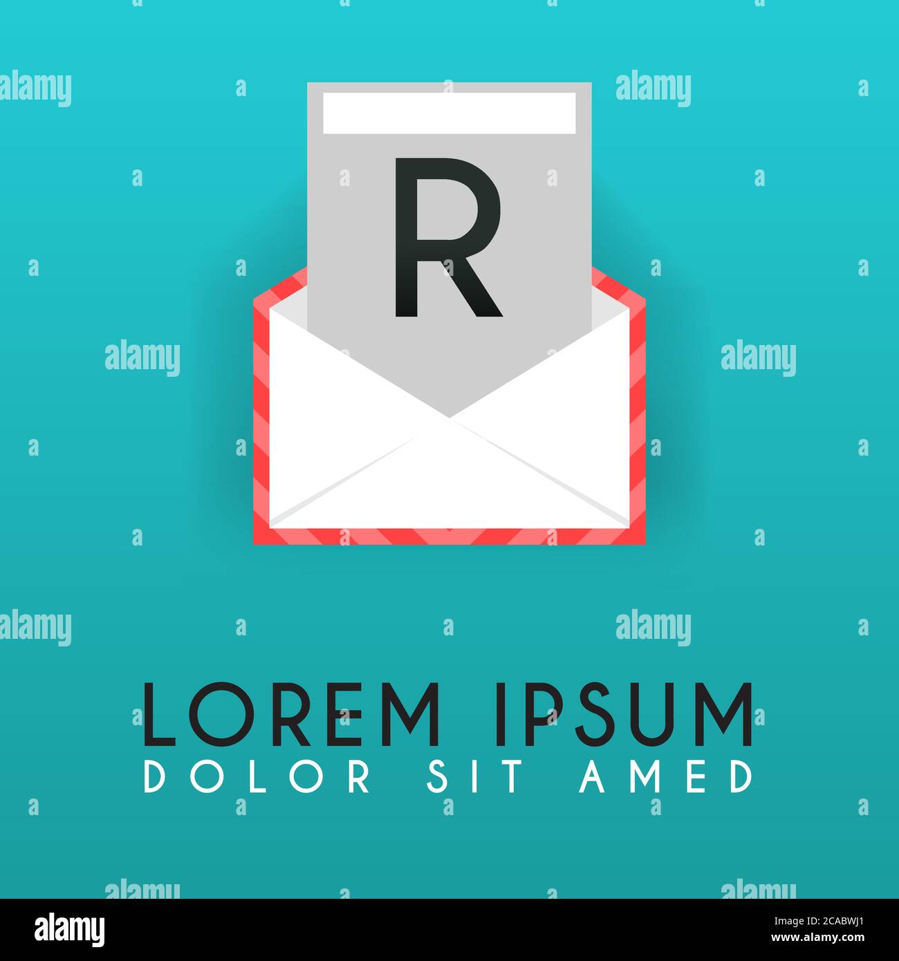 R flat mail, email logo design, R logo latter idea inspiration Stock ...