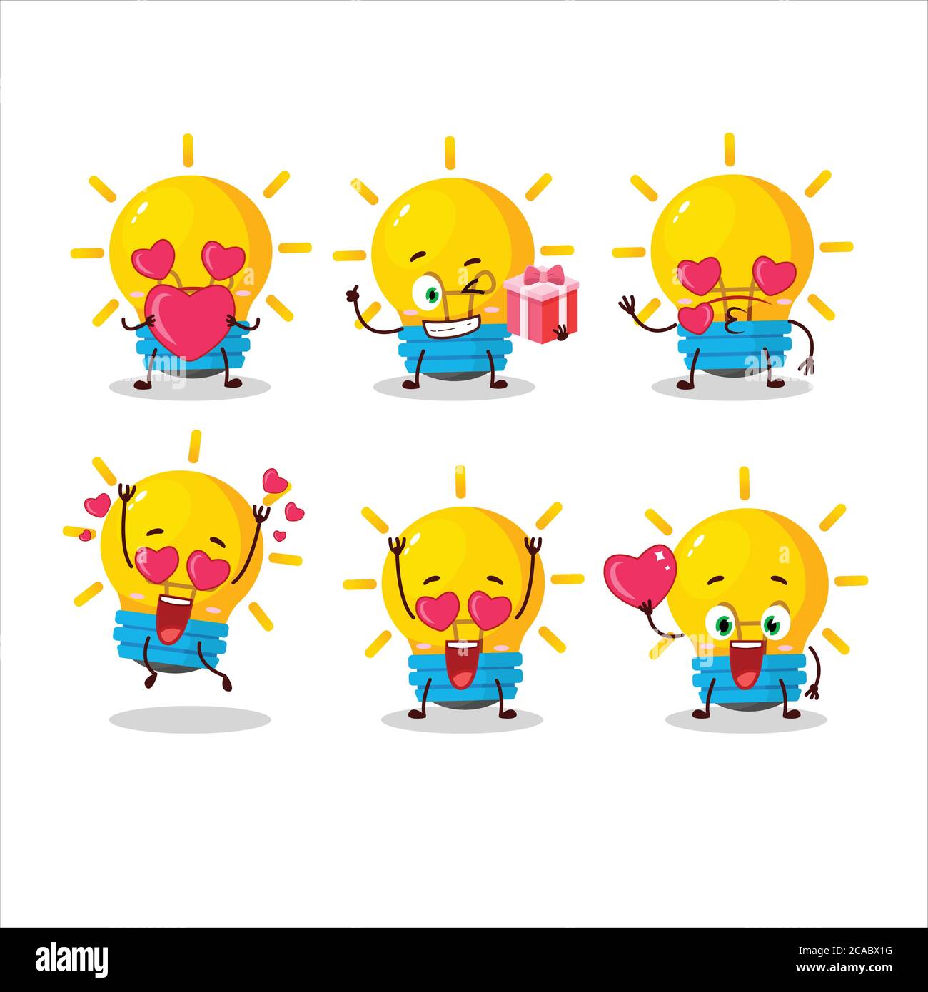 Lamp ideas cartoon character with love cute emoticon Stock Vector Image ...