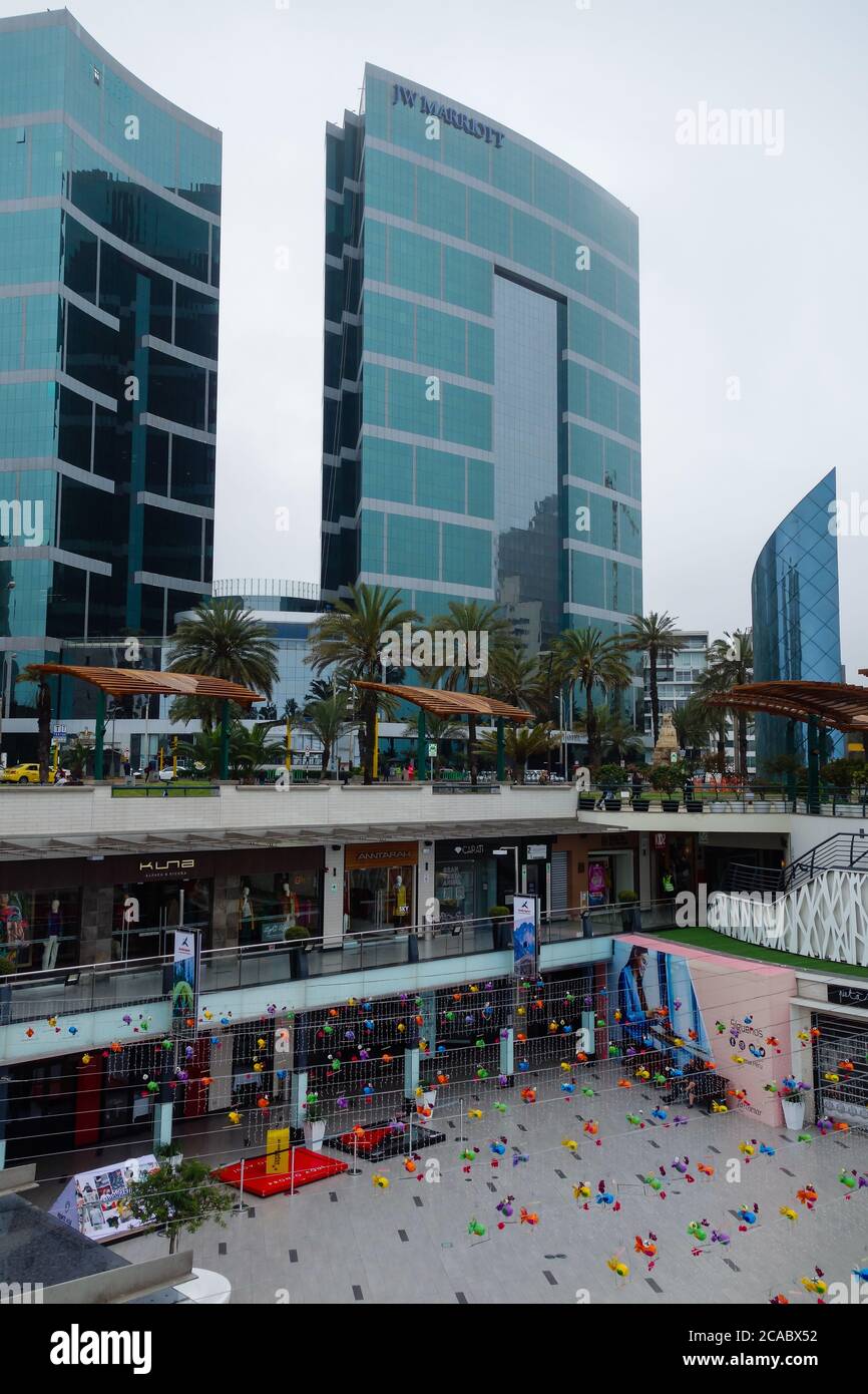 LIMA, PERU - Nov 10, 2019: Lima/Peru: Larcomar mall and buildings of ...