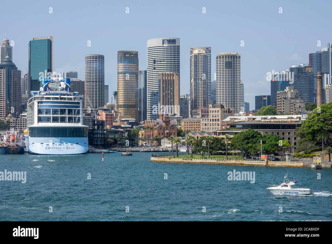 View of the Ovation of the Seas being re-fuelled at the Overseas ...