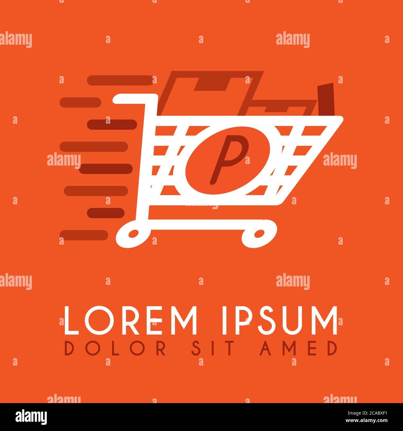 Vector White and Orange Shopping Cart Letter P Logo design Stock Vector ...