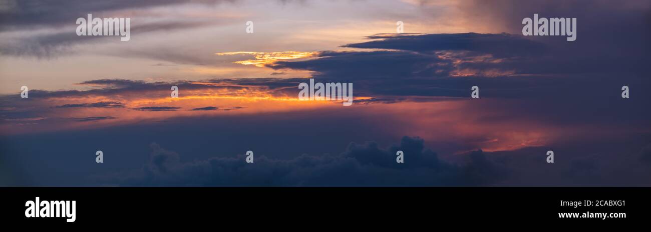 Sunset dusk sky with clouds (high resolution wide background panorama ...
