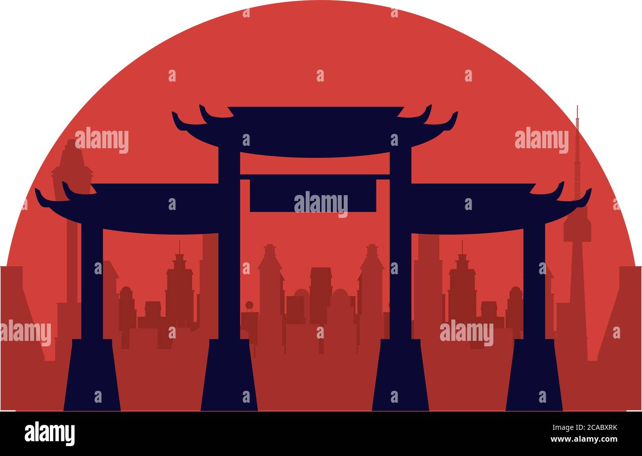 japanese archs monuments architecture icon vector illustration design ...