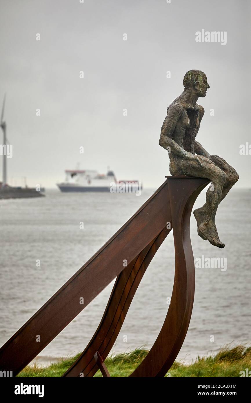Heysham sculpture of SHIP and two figures at Half Moon Bay by artist ...