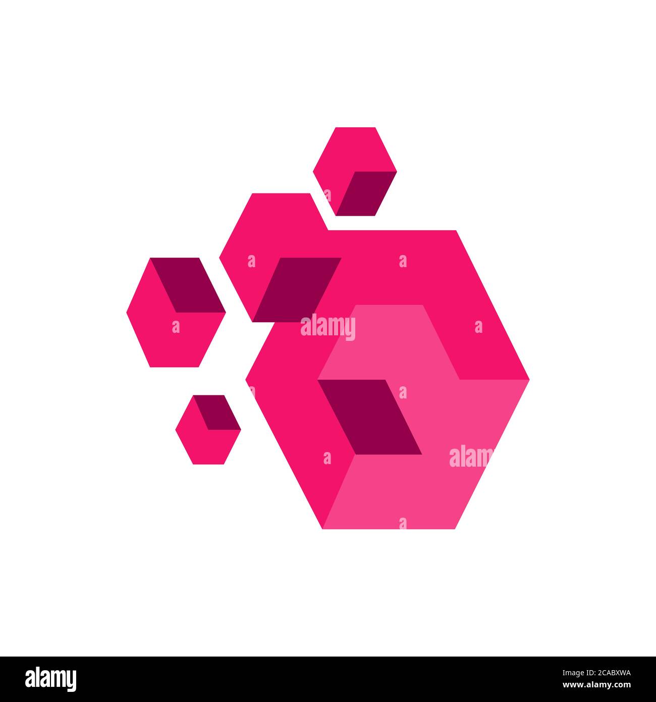 3D abstract square cube stacked boxes logo symbol icon template Vector ...