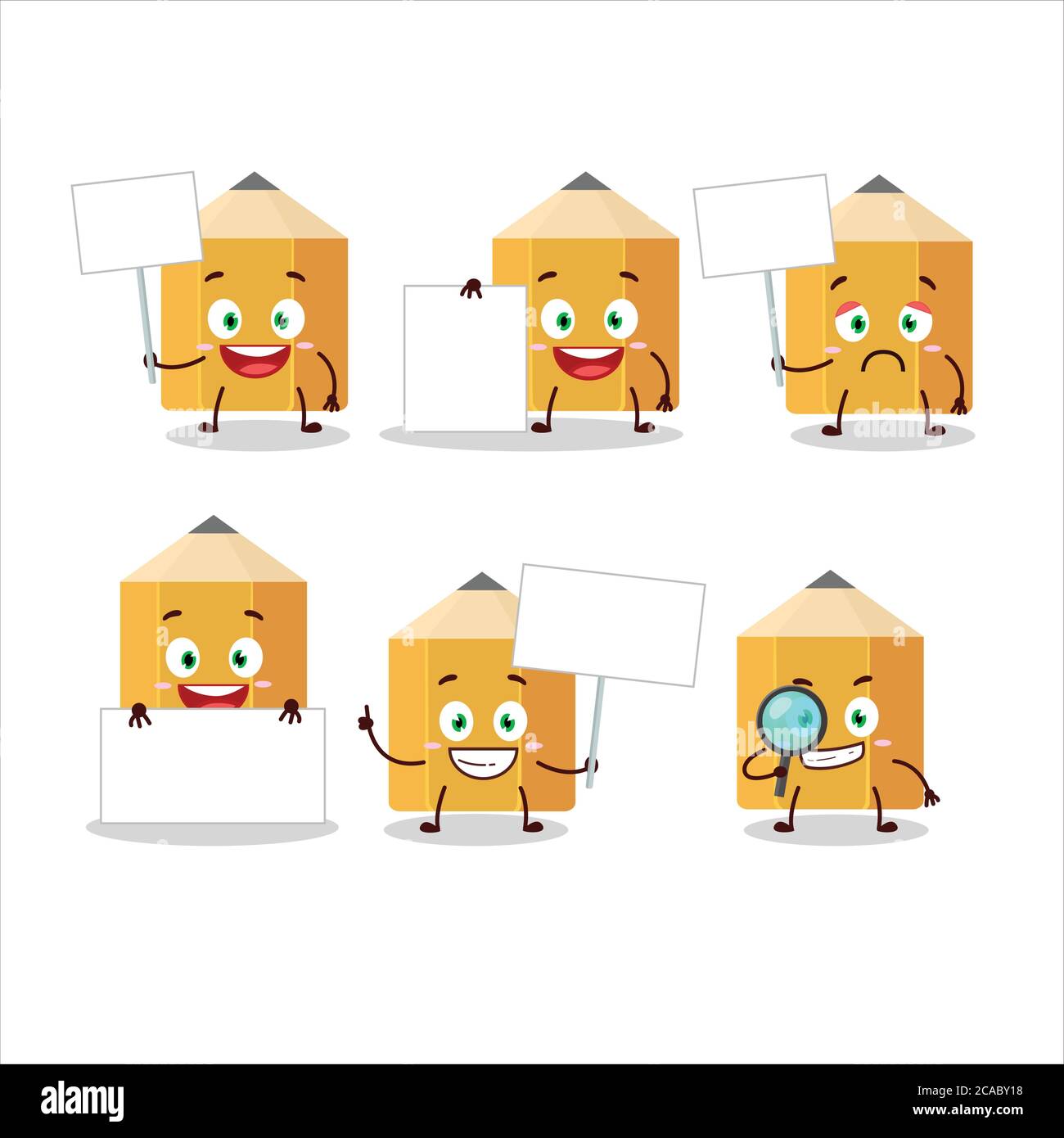 Pencil cartoon in character bring information board Stock Vector Image ...