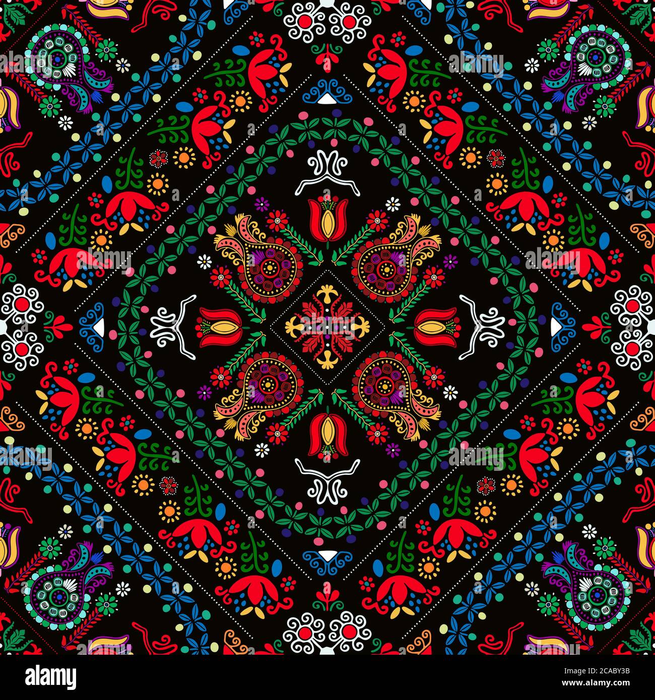 Seamless pattern design inspired by traditional Hungarian embroidery ...
