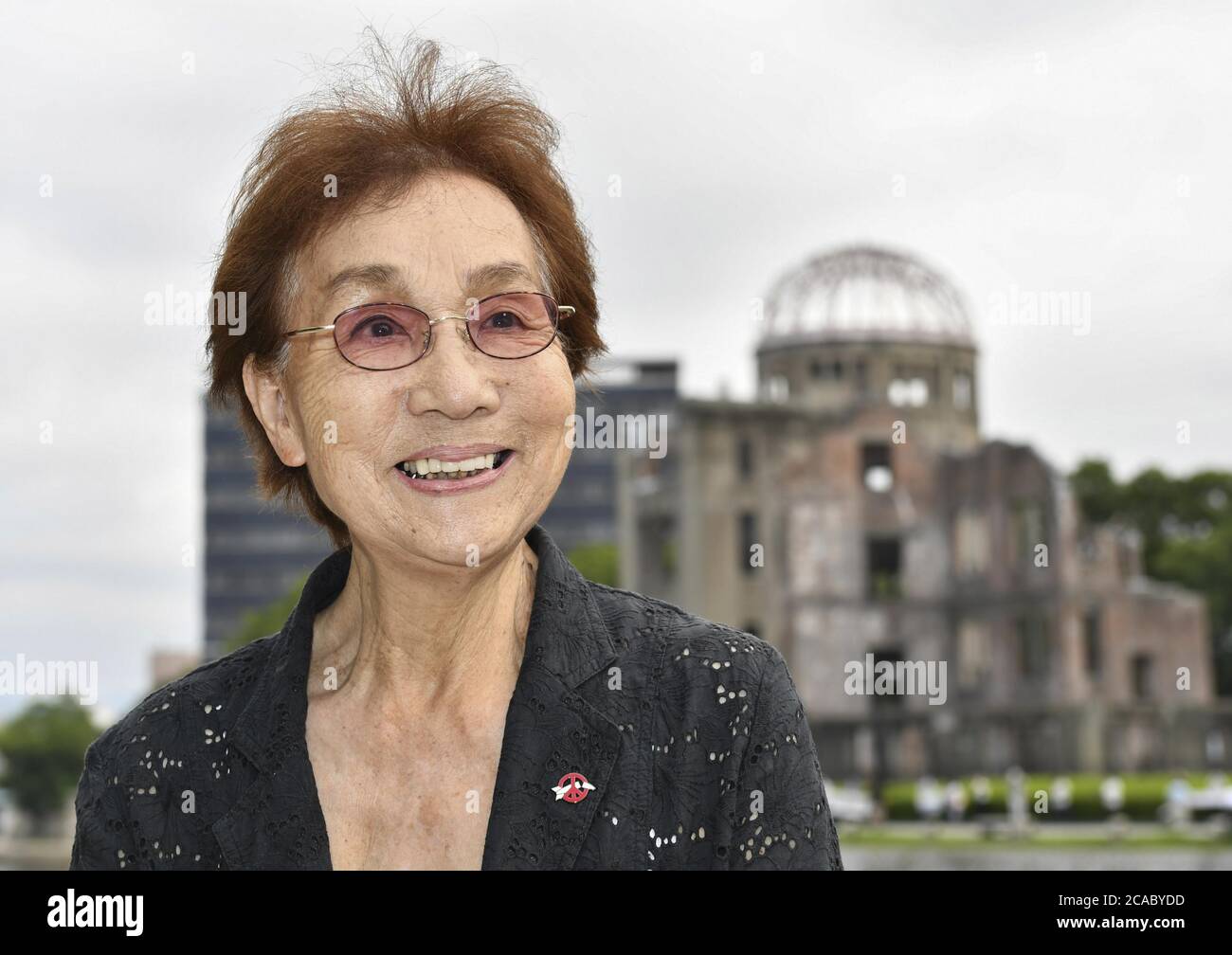 Hiroshima, Japan. 6th August, 2020. Emiko Okada, an 83-year-old ...
