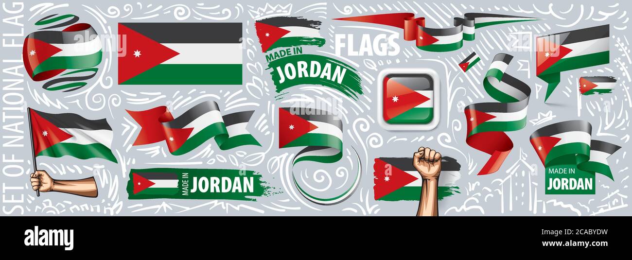 Vector set of the national flag of Jordan in various creative designs ...