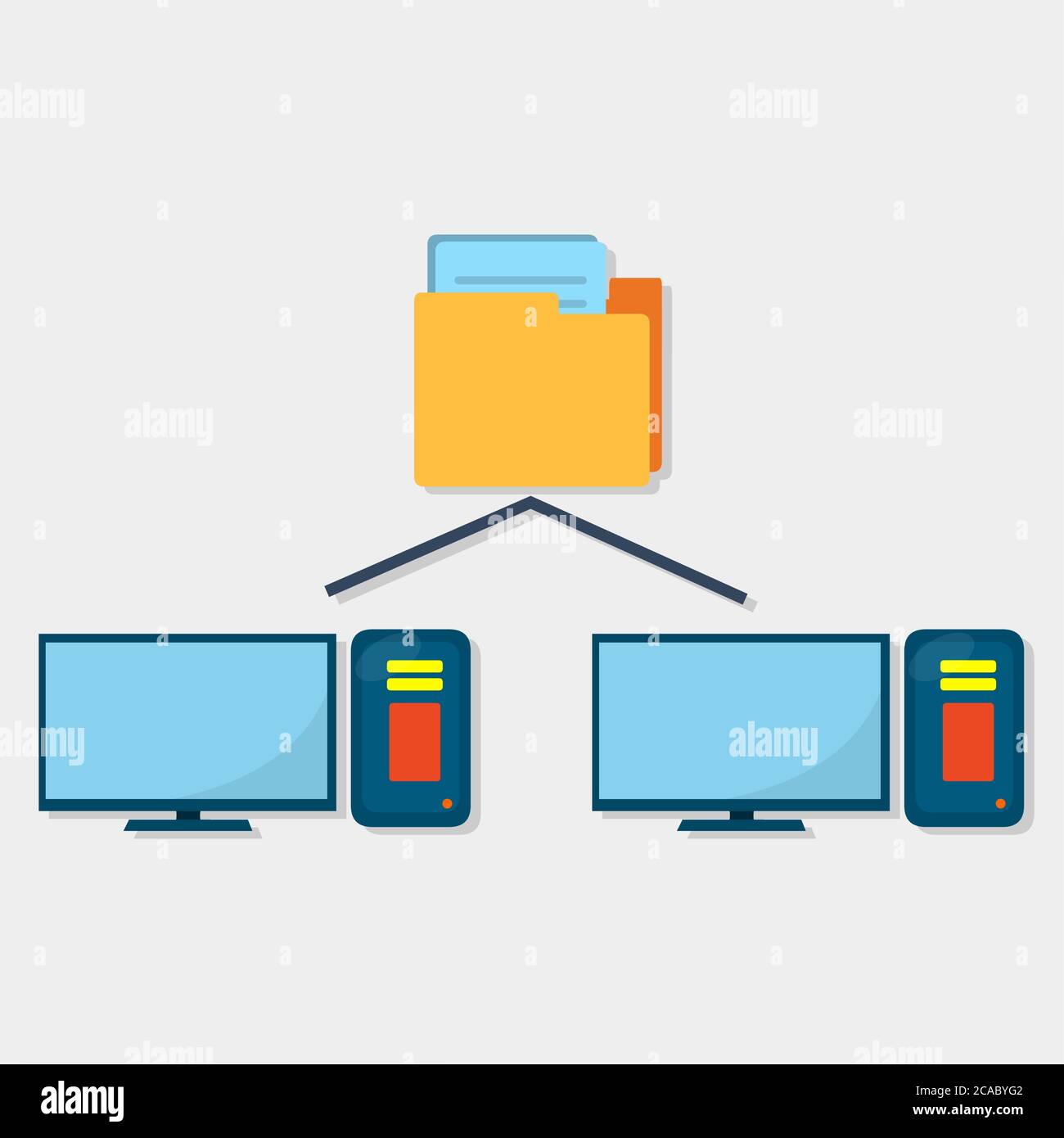 folder sharing between personal computer isolated vector illustration ...