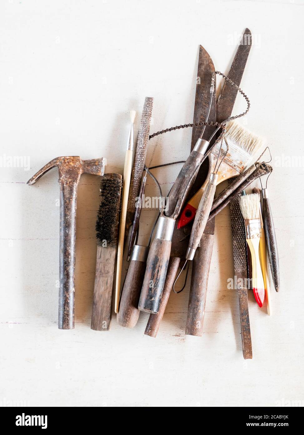 Sculpture tools. Art and craft tools on white background Stock Photo ...