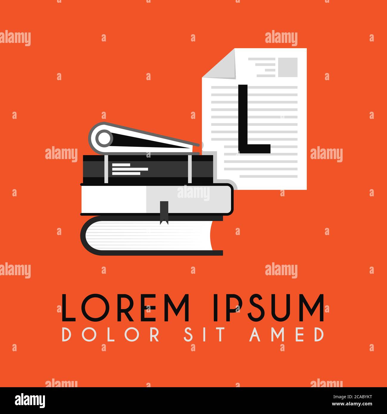 Stack of books with additional initial L logo in h simple and neat ...