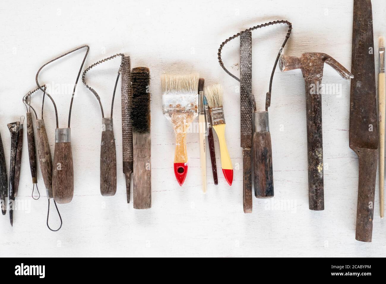 Sculpture tools. Art and craft tools on white background Stock Photo ...