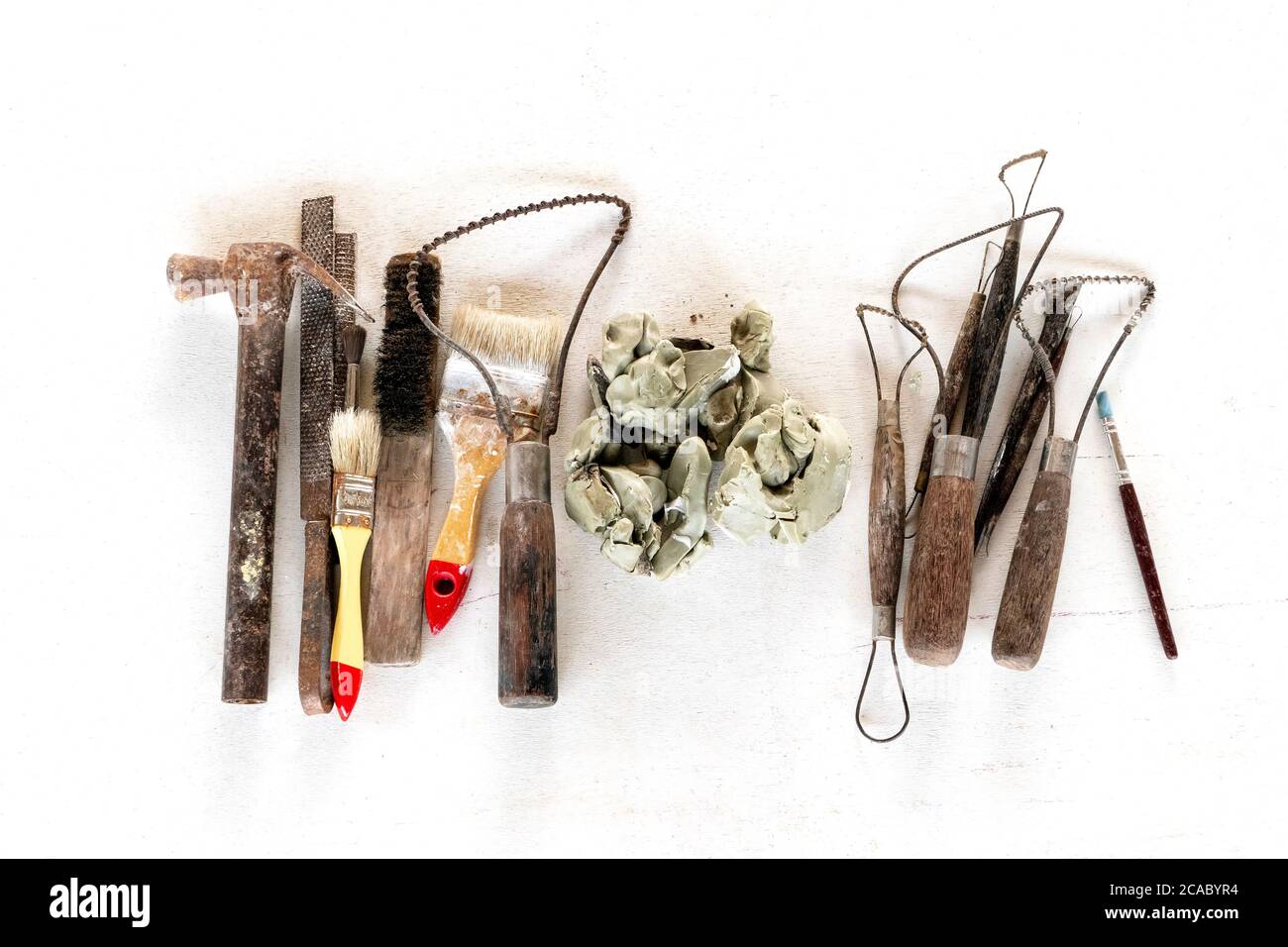 Sculpture tools. Art and craft tools on white background Stock Photo ...