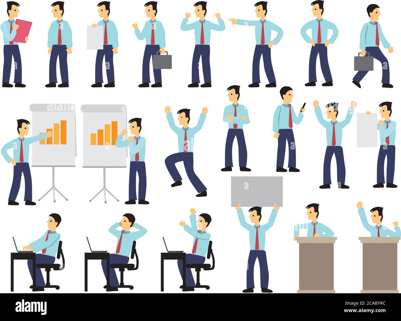 Set of businessman in different expression and poses. Isolated vector ...