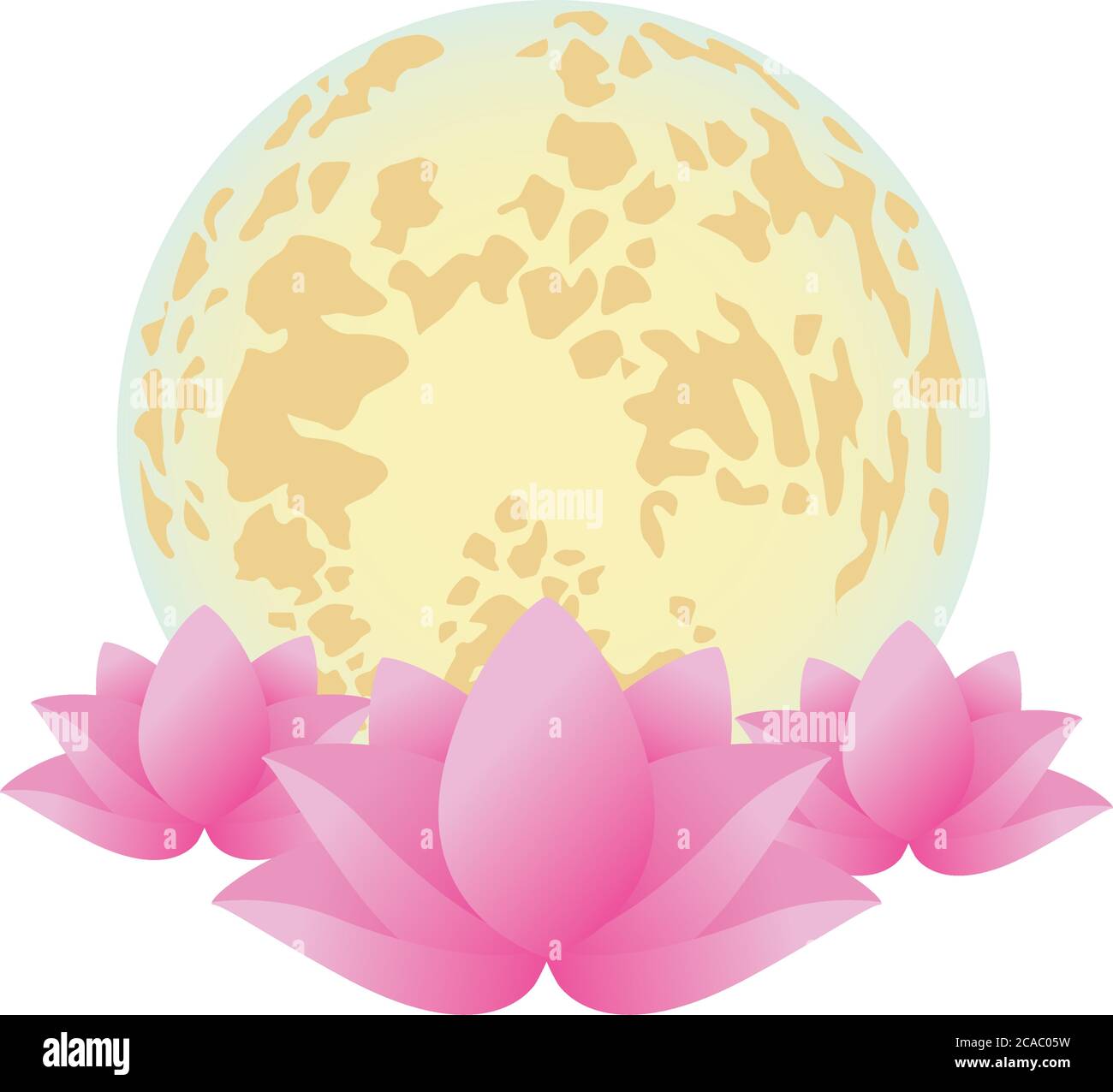 lotus flowers asian with moon vector illustration design Stock Vector ...