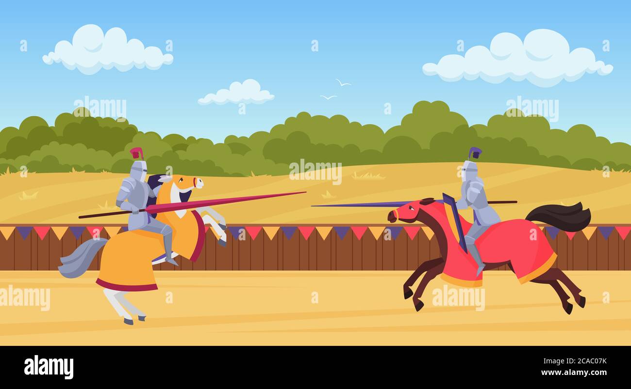 Knights on horseback jousting in Stock Vector Images - Alamy