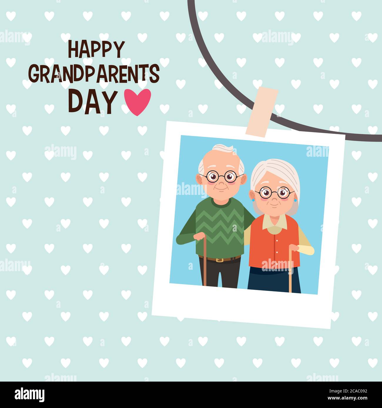happy grandparents day card with old couple in photo vector ...