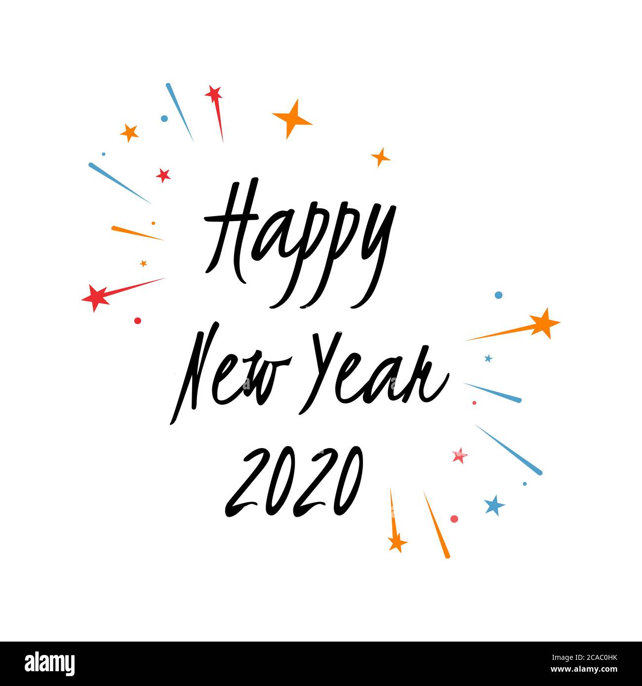 Happy New Year 2020 on White Background. Illustration of New Year Eve ...