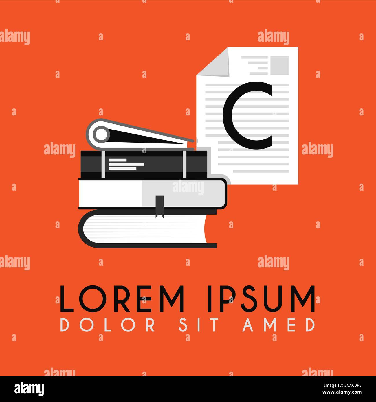 Stack of books with additional initial C logo in h simple and neat ...