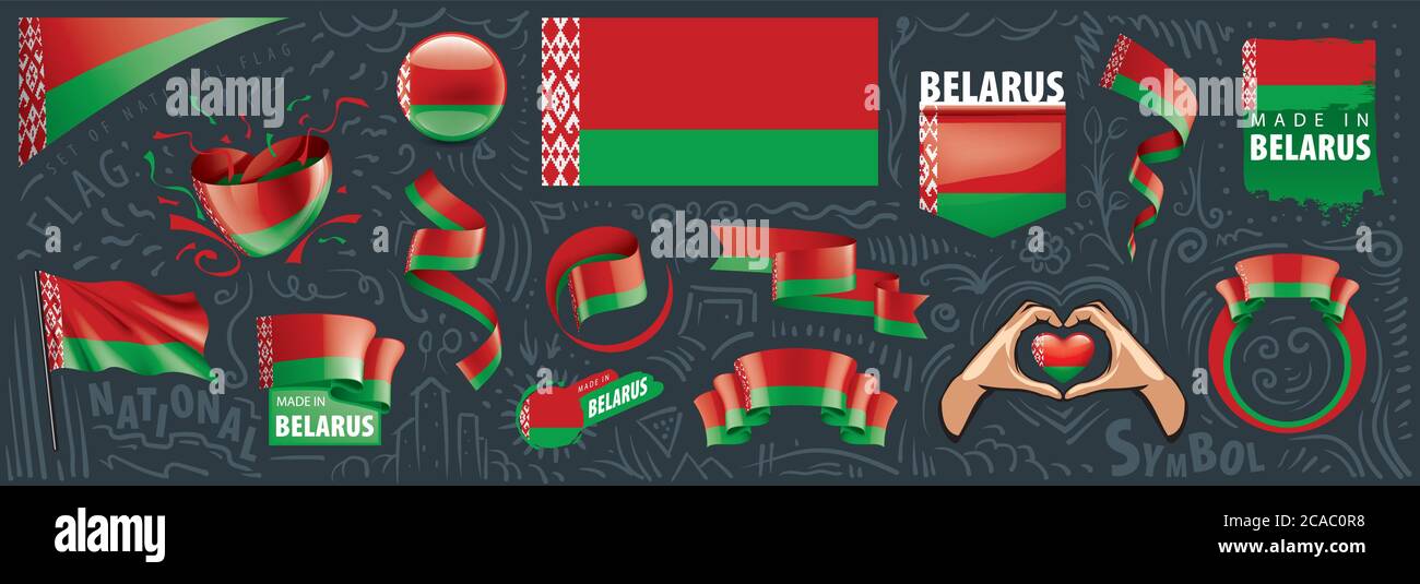 Vector set of the national flag of Belarus in various creative designs ...