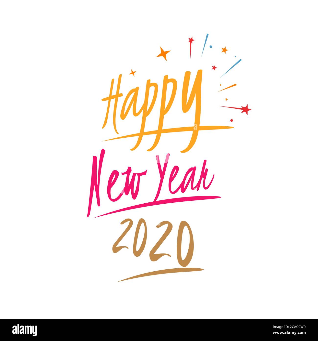 Happy New Year 2020 on White Background. Illustration of New Year Eve ...