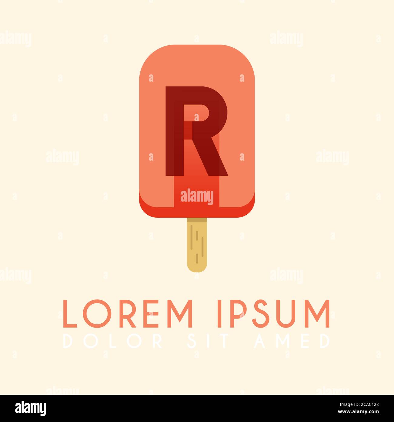 Ice Cream Stick R Letter Logo, Red Ice Cream Logo with letter R in the ...