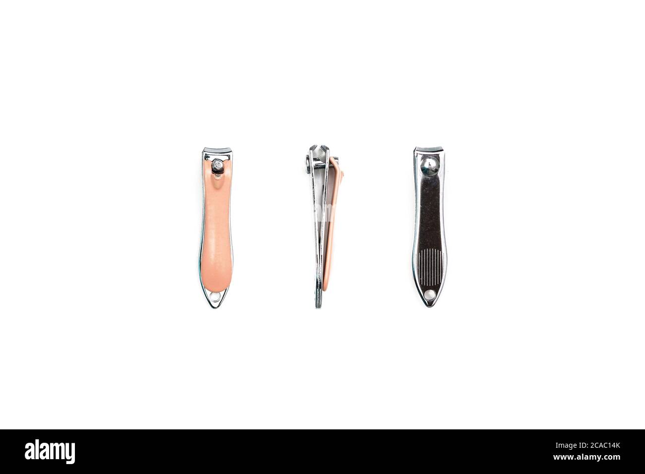 Manicure nail clippers made of metal. Isolated over white background ...