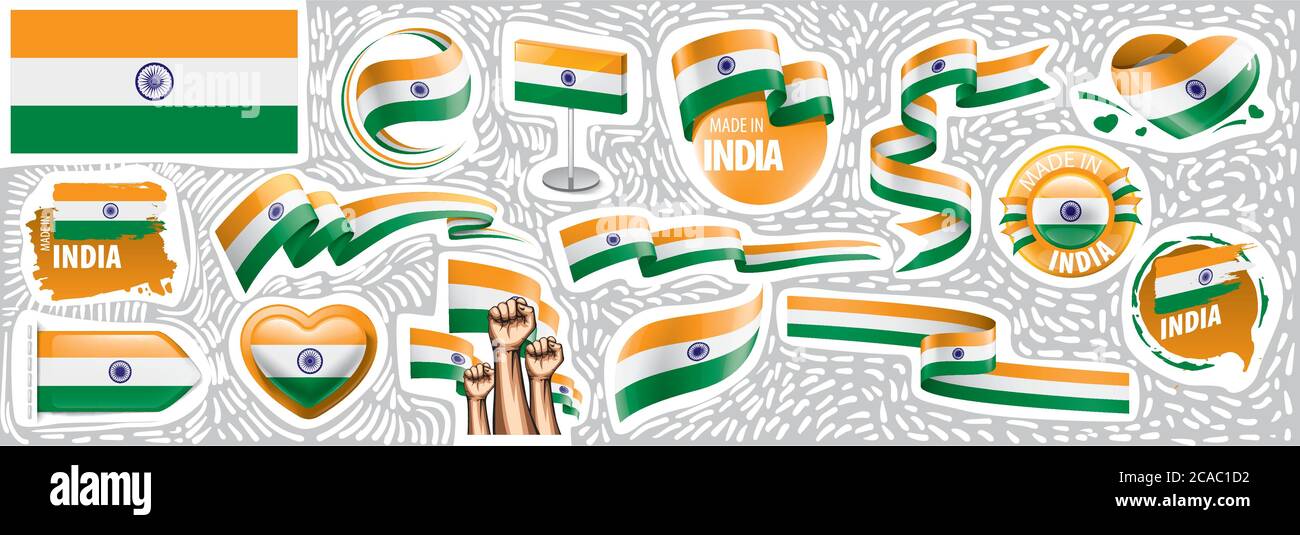 Vector set of the national flag of India in various creative designs ...