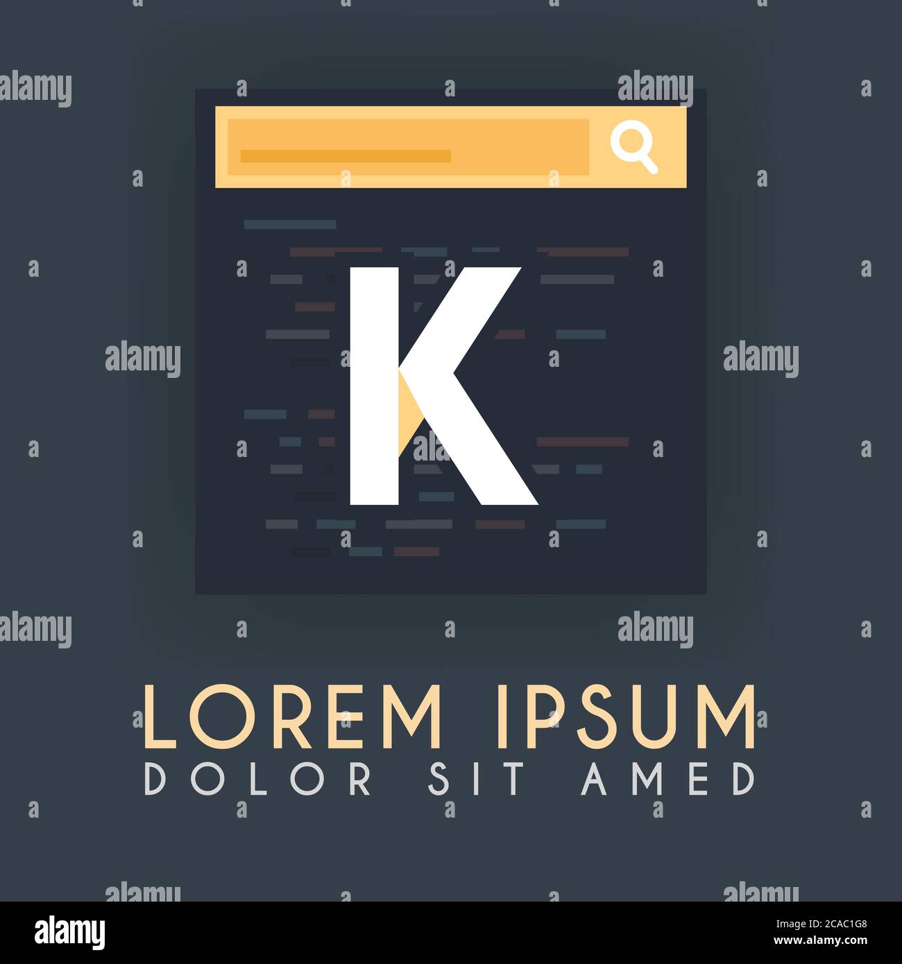 Editor Code Letter K Logo. K Letter Design Web Developer and Search ...