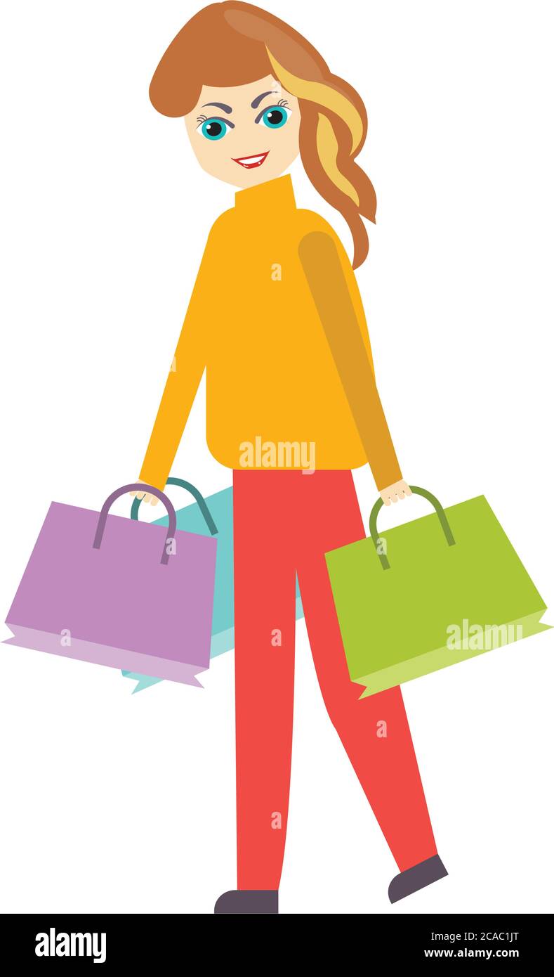 Shopper carrying shopping bags Stock Vector Images - Alamy