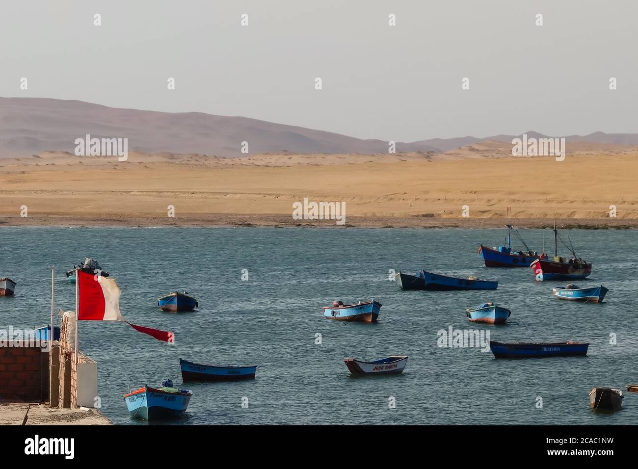 PARACAS, PERU - Sep 27, 2019: Ica/Peru: fish boats in Paracas National ...