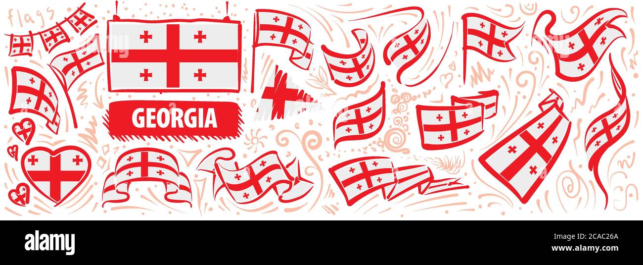 Vector set of the national flag of Georgia in various creative designs ...