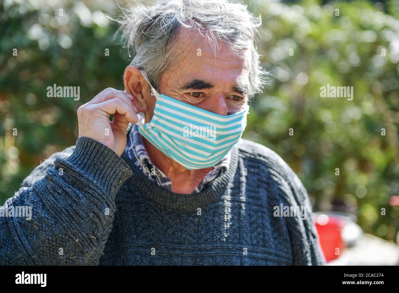Portrait Of An Old Man 75 Years Old In A Protection Face Mask Ctk