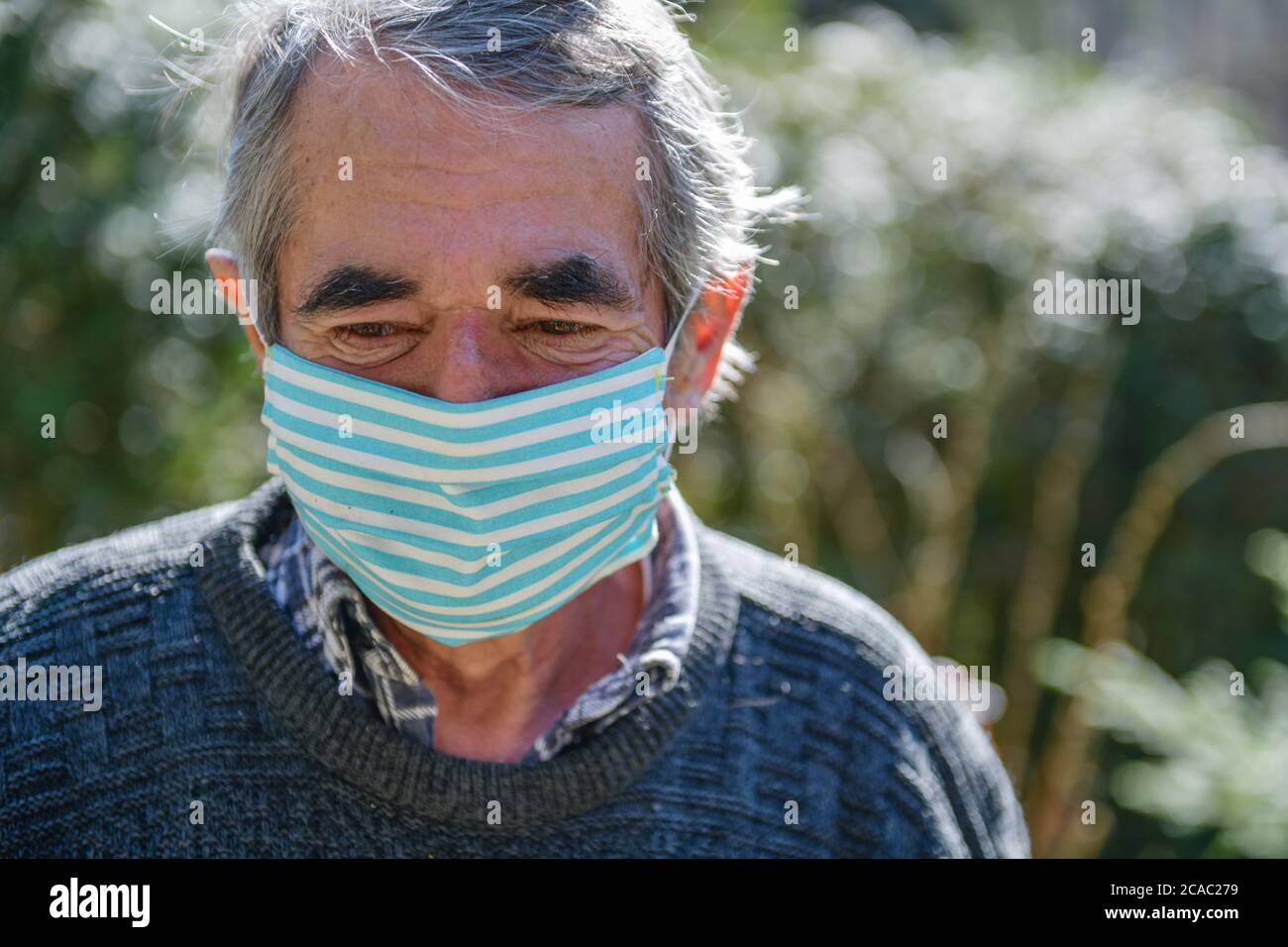 Portrait Of An Old Man 75 Years Old In A Protection Face Mask Ctk