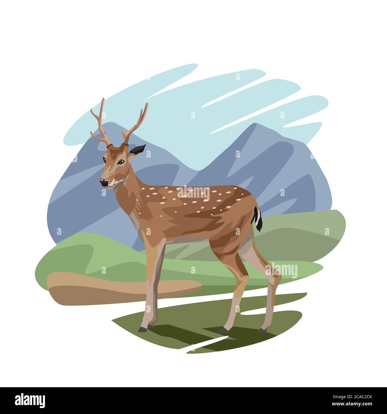 wild reindeer animal in the camp scene vector illustration design Stock ...