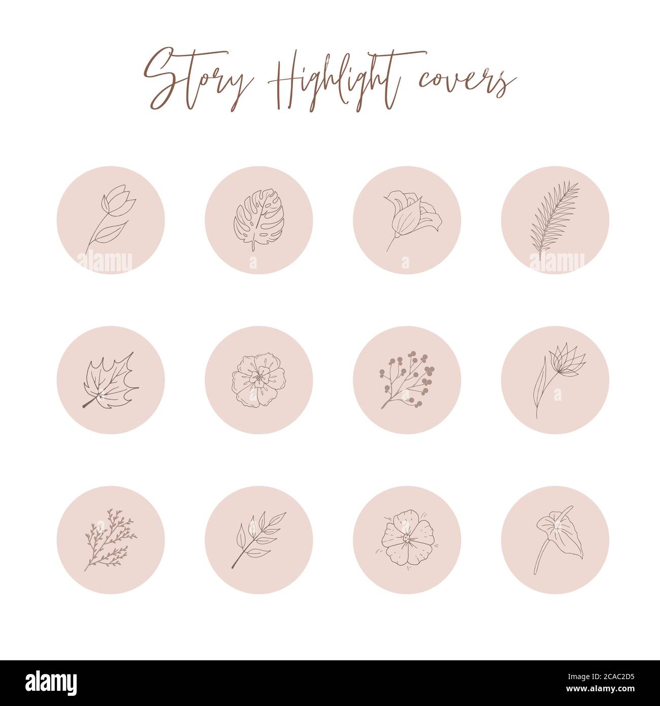Bundle of highlights covers. Modern vector layouts with hand drawn ...