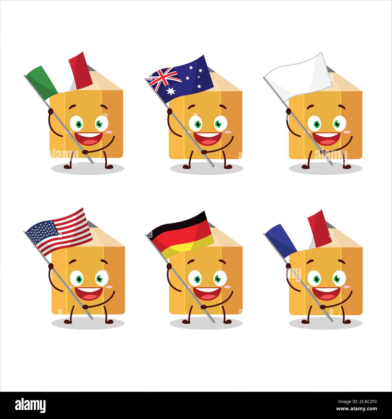 Pencil cartoon character bring the flags of various countries Stock ...