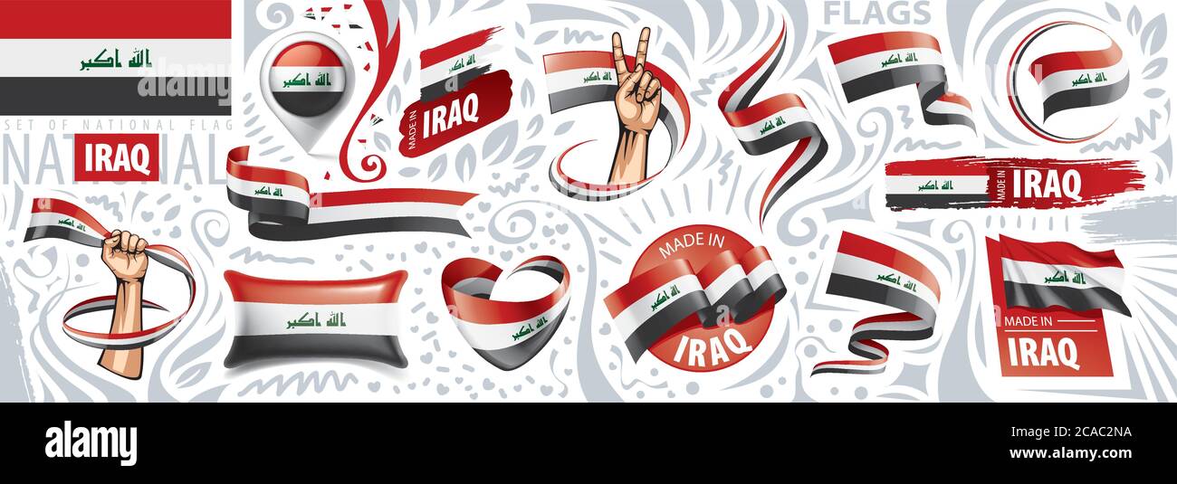 Vector set of the national flag of Iraq in various creative designs ...